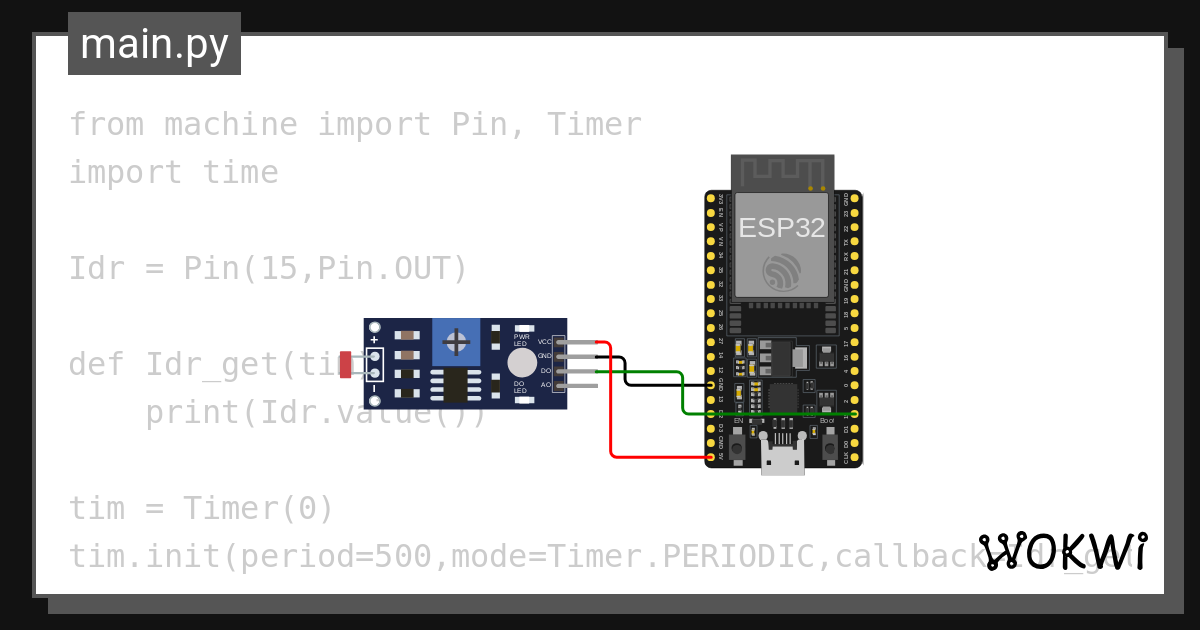 光敏电阻开关 Wokwi Esp32 Stm32 Arduino Simulator 0985