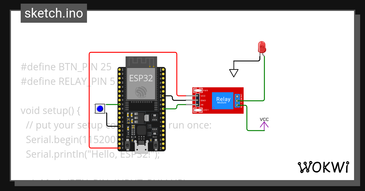 Relay LED - Wokwi ESP32, STM32, Arduino Simulator Relay LED - Wokwi ESP32, STM32, Arduino Simulator