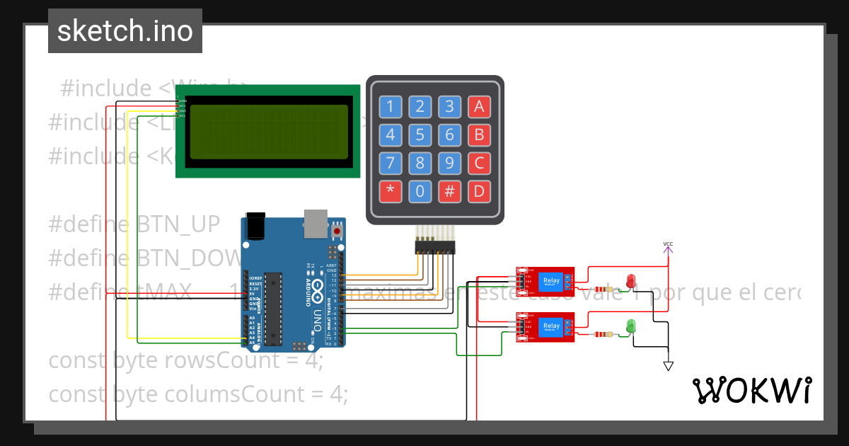 Menu con display y Keypad - Wokwi ESP32, STM32, Arduino Simulator