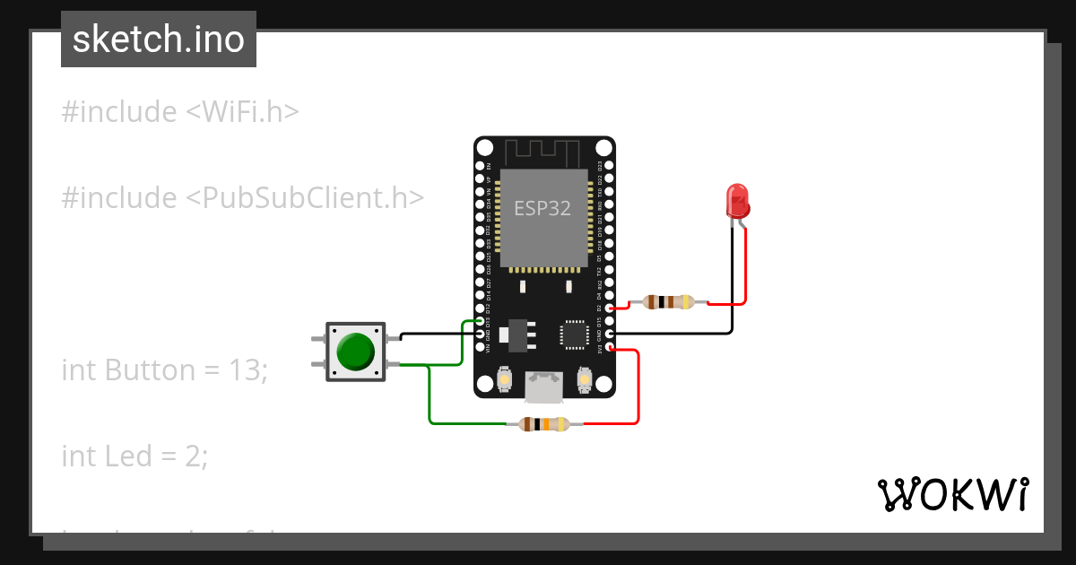 ejercicio con pulsador mqtt - Wokwi ESP32, STM32, Arduino Simulator
