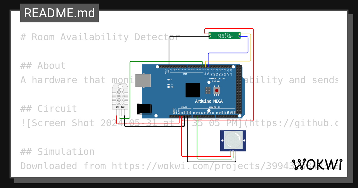 Room Availability Detector Wokwi Esp32 Stm32 Arduino Simulator 2933