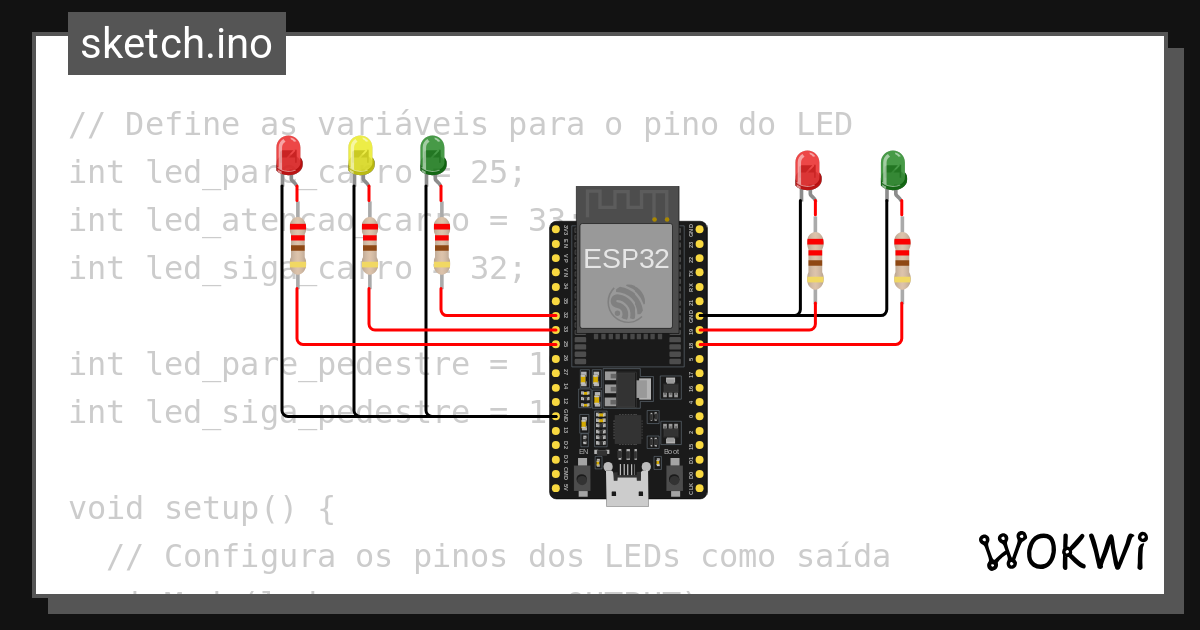 SemÁforo Wokwi Esp32 Stm32 Arduino Simulator 5715