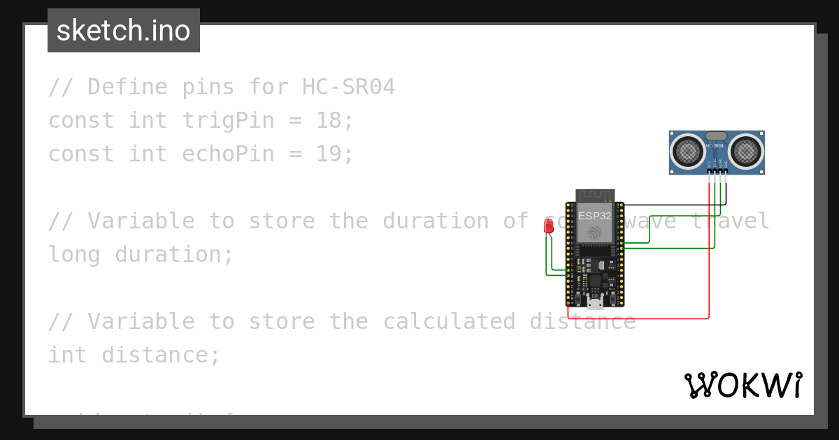 Distance Measurement Using Ultrasonic Sensor Wokwi Esp32 Stm32 Arduino Simulator