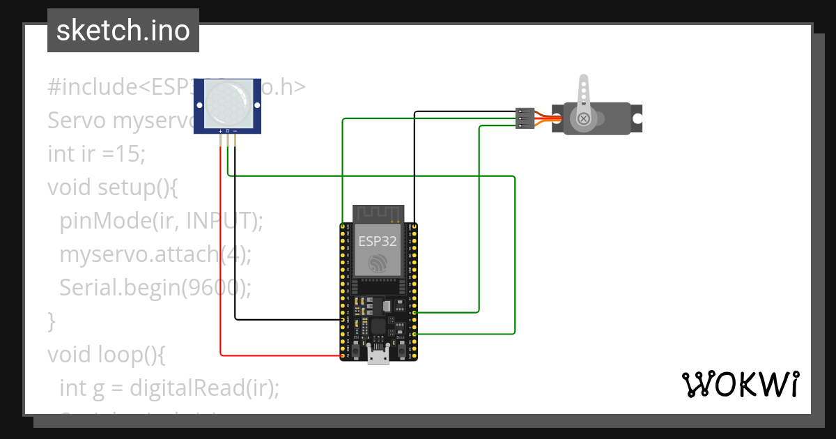 Integrating Servo motor with pir sensor - Wokwi ESP32, STM32, Arduino ... Integrating Servo motor with pir sensor - Wokwi ESP32, STM32, Arduino ...