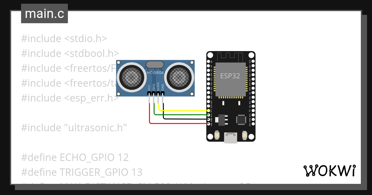 ULTRASONIC SENSOR INTERN - Wokwi ESP32, STM32, Arduino Simulator