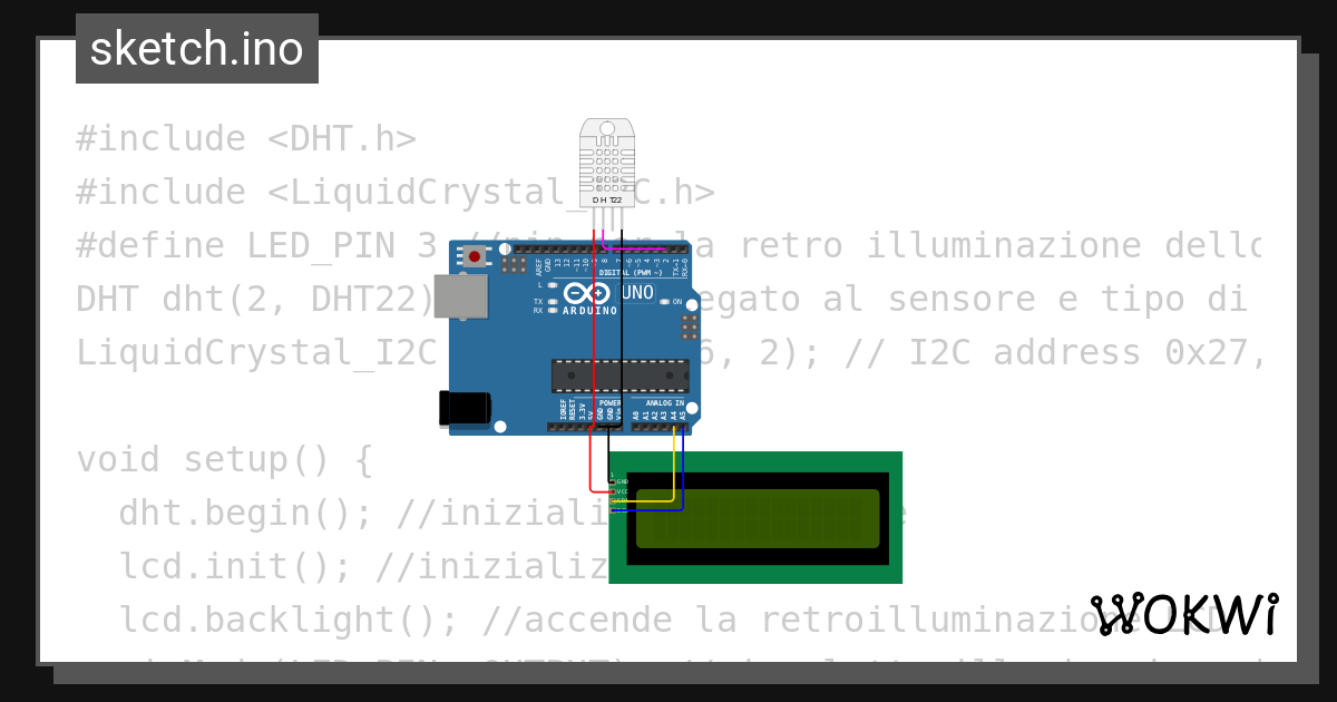 Sensore Temperatura Dht22 Lcd I2c Wokwi Esp32 Stm32 Arduino Simulator 