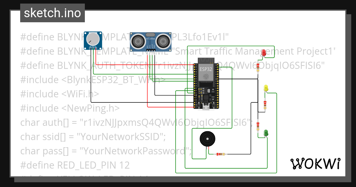 Smart Traffic Management Project1 Wokwi Esp32 Stm32 Arduino Simulator 