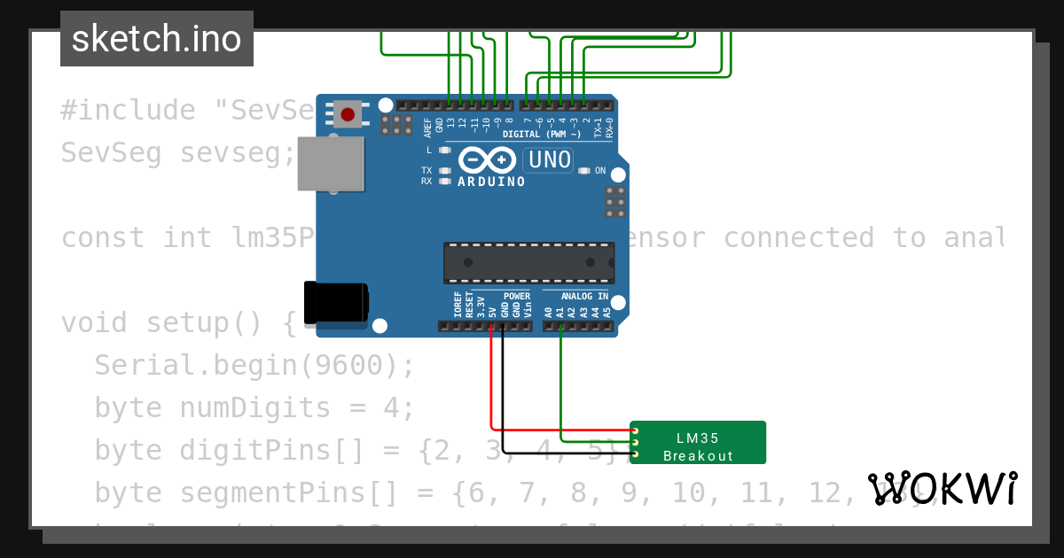 Lm 35 And 4 Digit 7 Segment Wokwi Esp32 Stm32 Arduino Simulator 0064