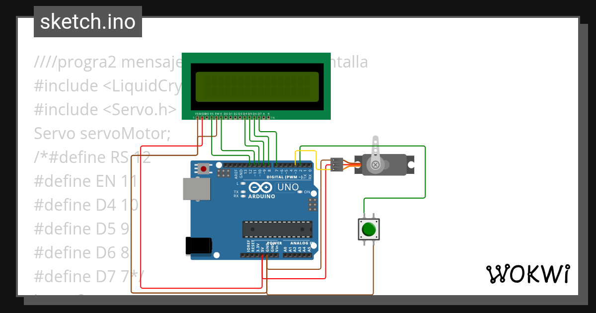 PANTALLA LCD+servo - Wokwi ESP32, STM32, Arduino Simulator