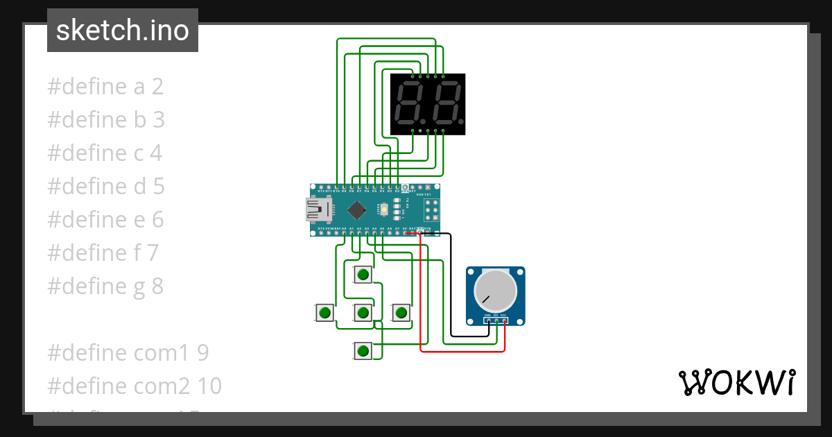 Potensio 7 Segmen Wokwi Esp32 Stm32 Arduino Simulator 8257