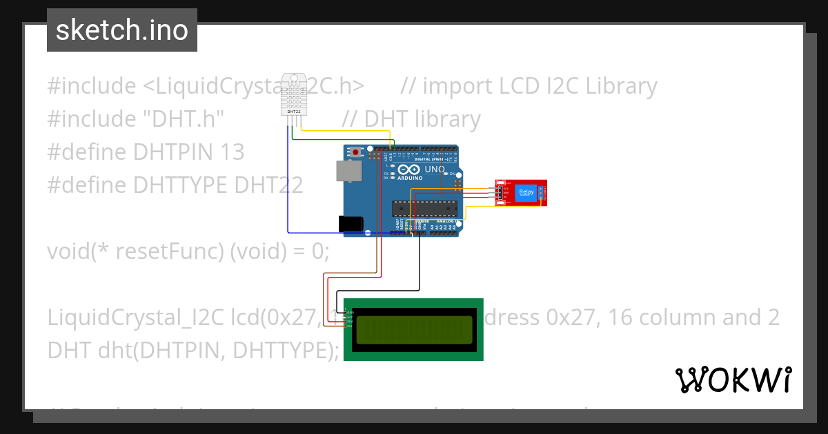Relay Timer (with DHT and LCD) - Wokwi ESP32, STM32, Arduino Simulator