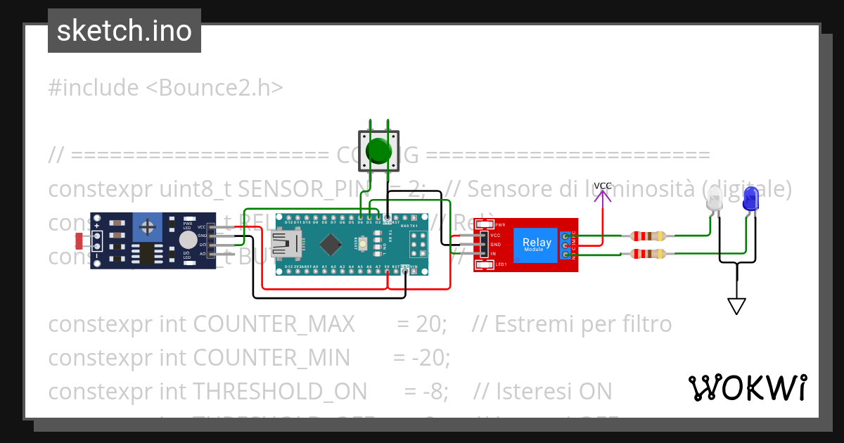 Macchina Luminosità (Nano) - Wokwi ESP32, STM32, Arduino Simulator