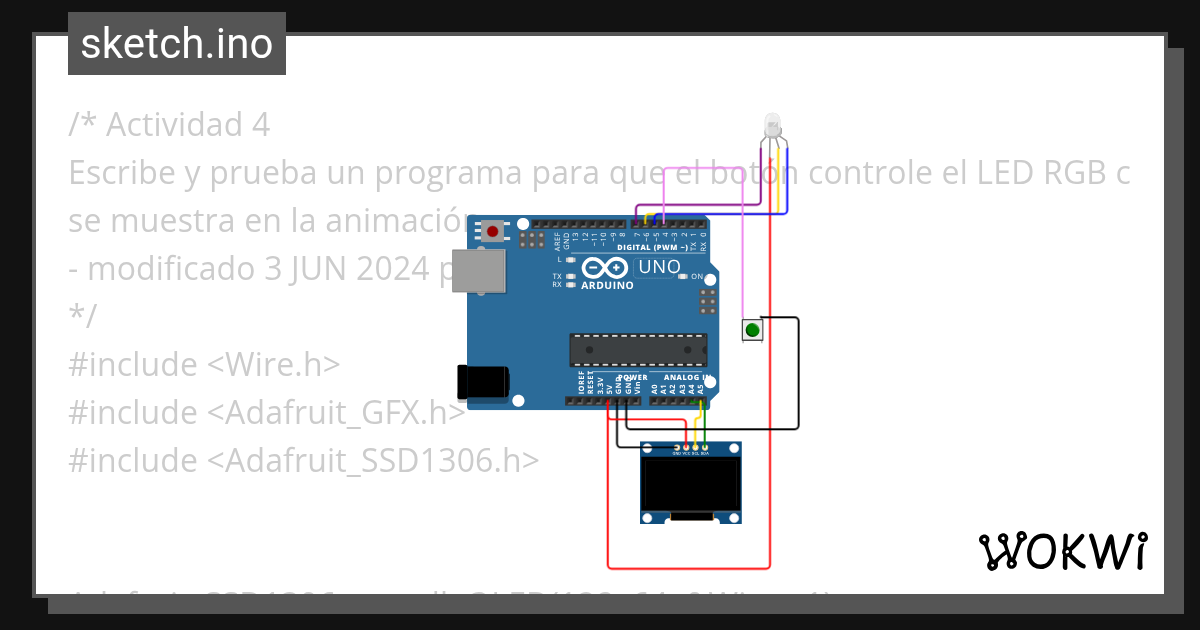 Actividad pantallaOLED 4 - Wokwi ESP32, STM32, Arduino Simulator