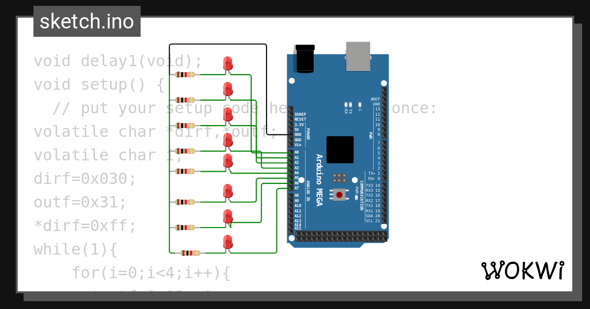 8ledsoneport Wokwi Esp32 Stm32 Arduino Simulator