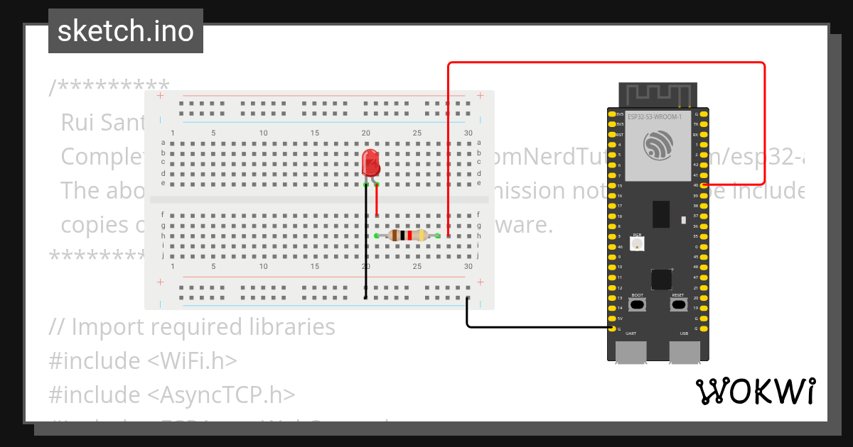 esp32 WebServer LED - Wokwi ESP32, STM32, Arduino Simulator