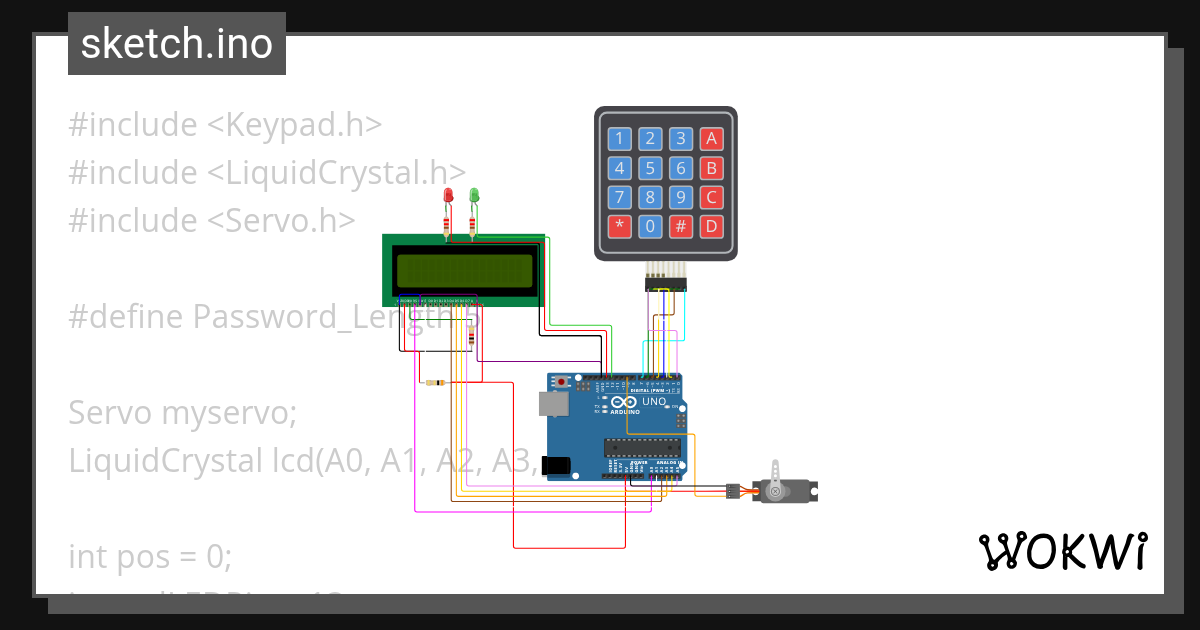 Tresor, mit LCD und Keypad - Wokwi ESP32, STM32, Arduino Simulator