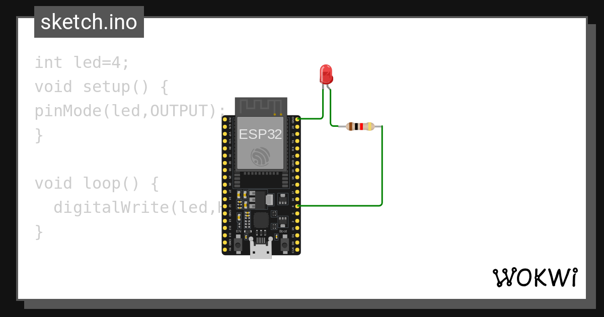 Blink The One Led Continuously Wokwi Esp32 Stm32 Arduino Simulator 