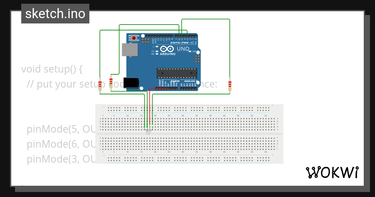 Arduino Uno i RGB - Wokwi ESP32, STM32, Arduino Simulator