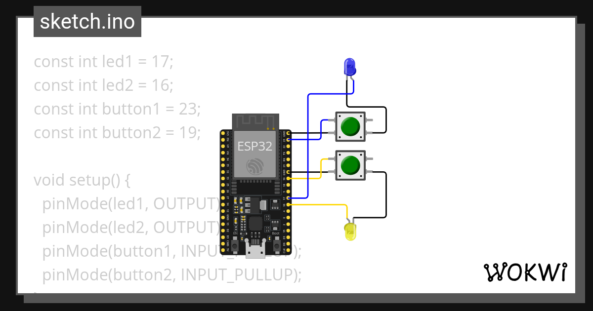 DOS LEDS, DOS BOTONS while Copy - Wokwi ESP32, STM32, Arduino Simulator DOS LEDS, DOS BOTONS while Copy - Wokwi ESP32, STM32, Arduino Simulator
