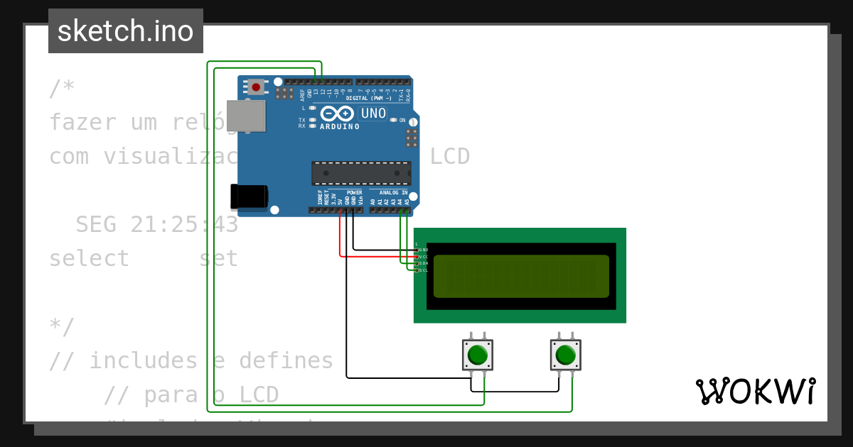 Relogio Lcd Wokwi Esp32 Stm32 Arduino Simulator