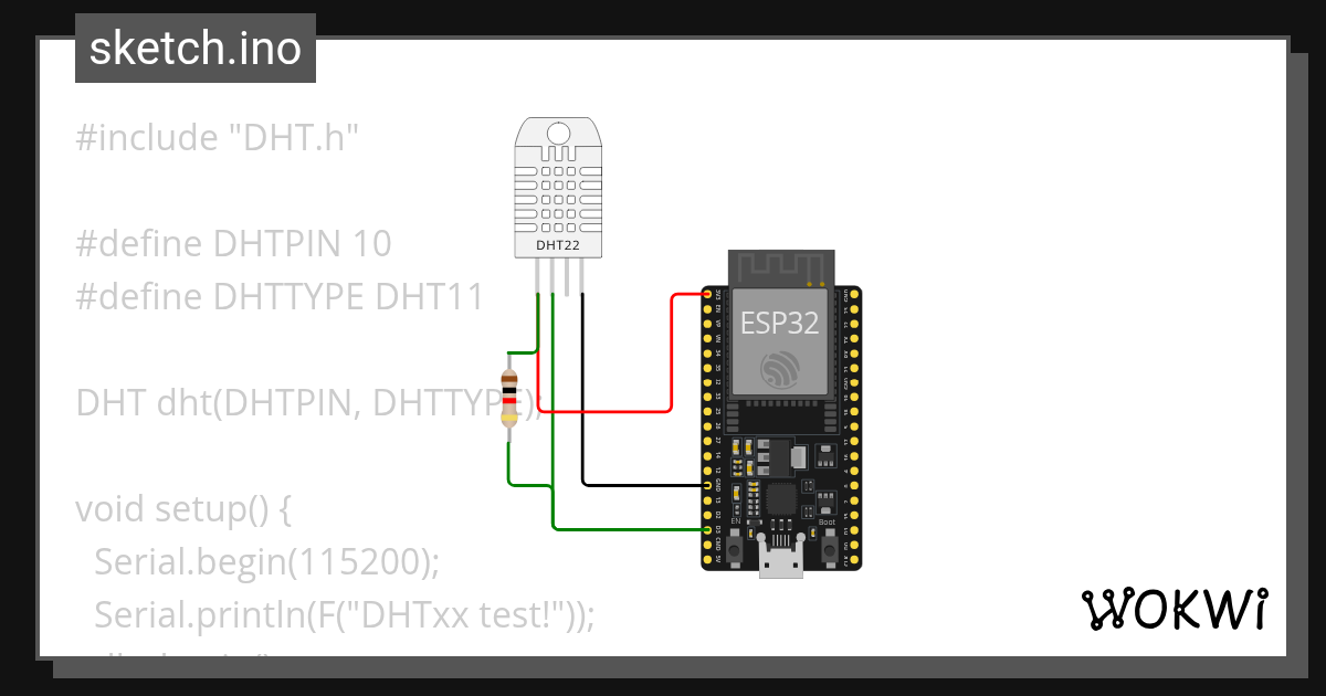 DHT Sensor - Wokwi ESP32, STM32, Arduino Simulator