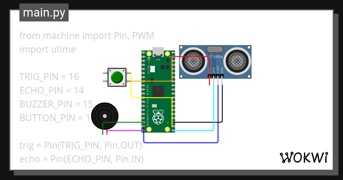 distance alarm - Wokwi ESP32, STM32, Arduino Simulator