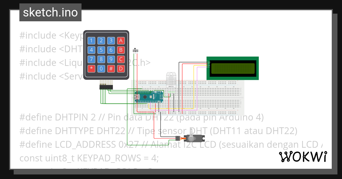 KUNCI PINTU COBA COBA - Wokwi ESP32, STM32, Arduino Simulator