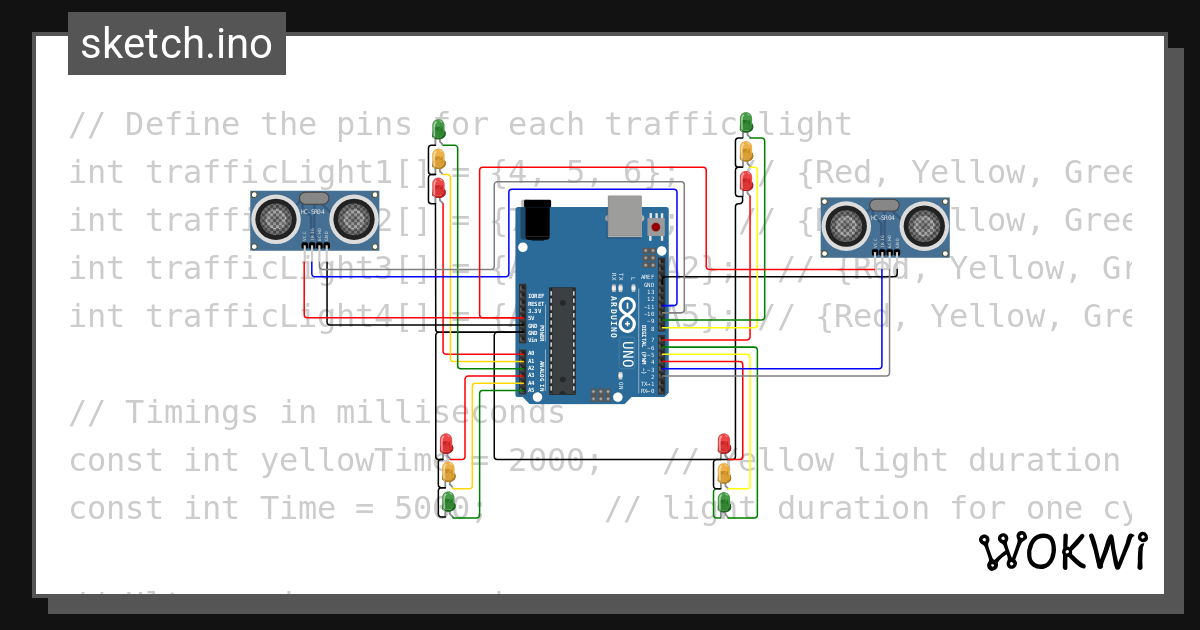 Trafic Light 2capteur Wokwi Esp32 Stm32 Arduino Simulator 0984