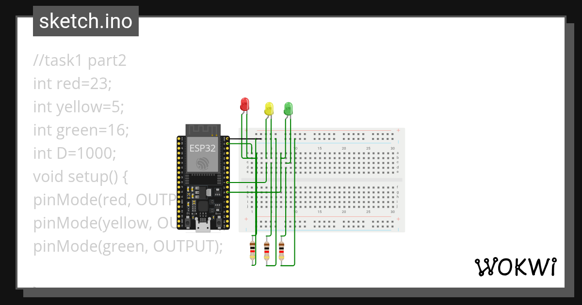 traffic light system - Wokwi ESP32, STM32, Arduino Simulator