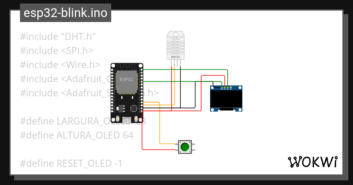 Display OLED e DHT22 - Wokwi ESP32, STM32, Arduino Simulator