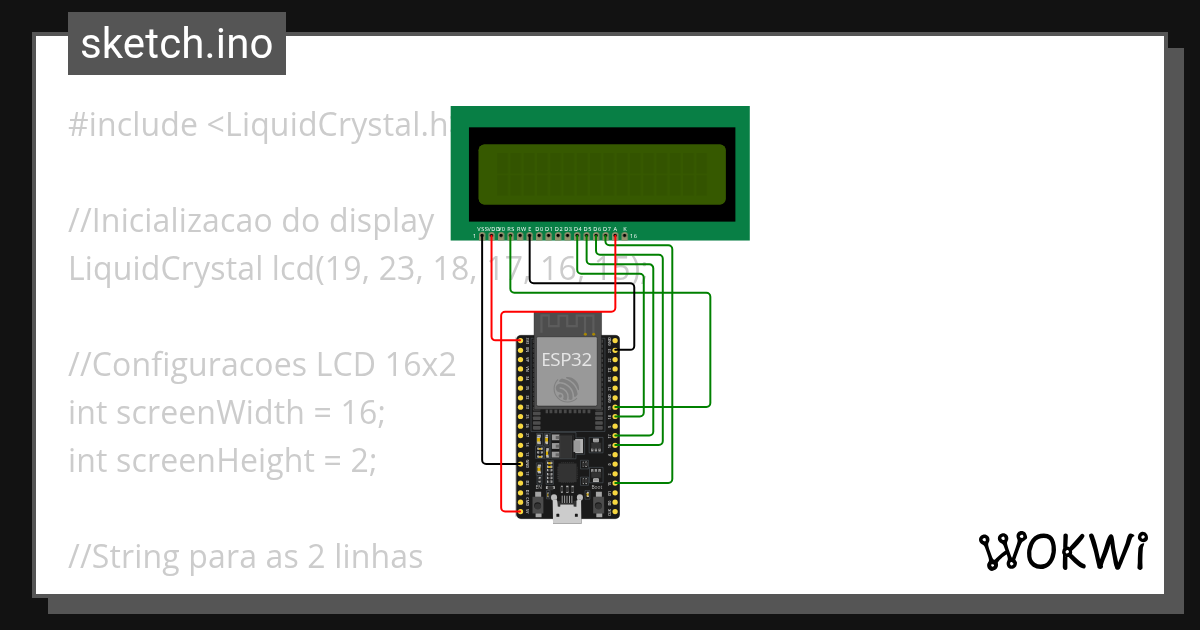 TEXTO ROLANTE - Wokwi ESP32, STM32, Arduino Simulator