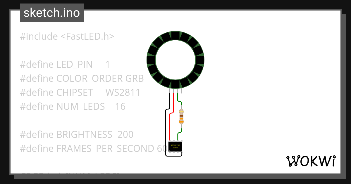 ATTiny85-NeoPixel - Wokwi ESP32, STM32, Arduino Simulator