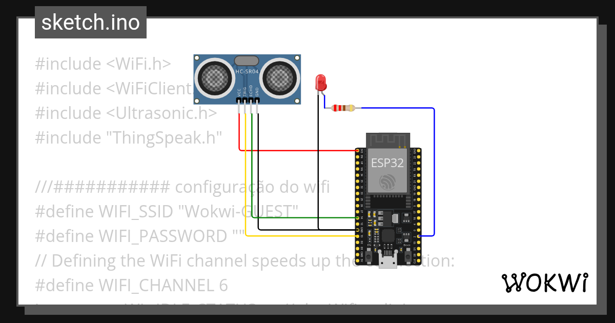 Projeto1-HC - SR04 - Wokwi ESP32, STM32, Arduino Simulator