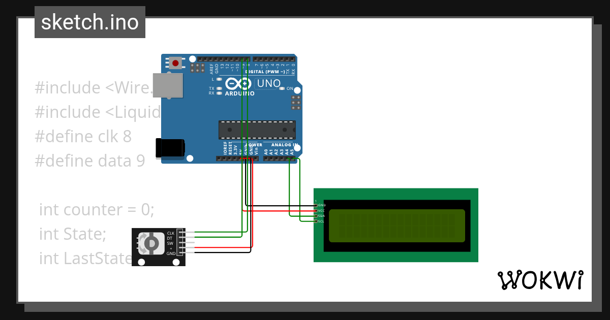 lcd y encoder - Wokwi ESP32, STM32, Arduino Simulator