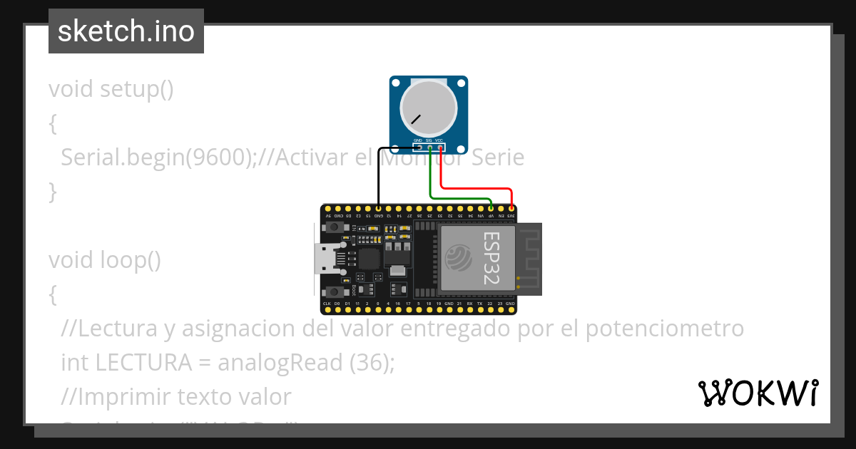 ESP LECTURA VALOR ANALOGICO - Wokwi ESP32, STM32, Arduino Simulator ESP LECTURA VALOR ANALOGICO - Wokwi ESP32, STM32, Arduino Simulator