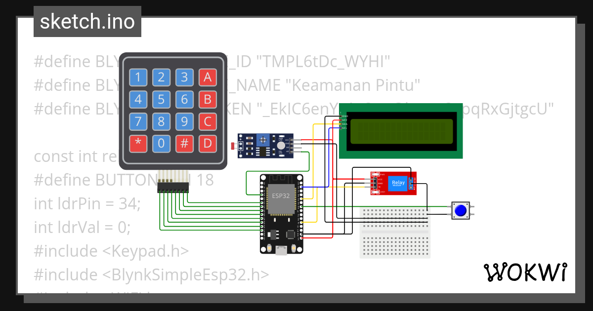 Relay LDR Blynk keypad - Wokwi ESP32, STM32, Arduino Simulator