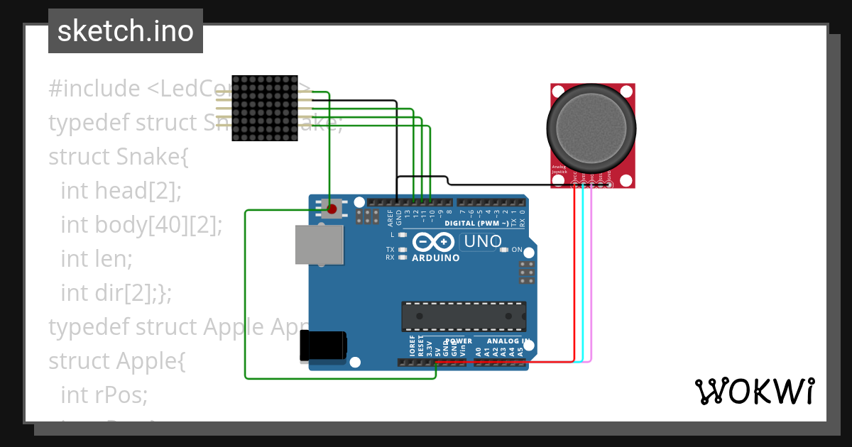 snake joystick - Wokwi ESP32, STM32, Arduino Simulator