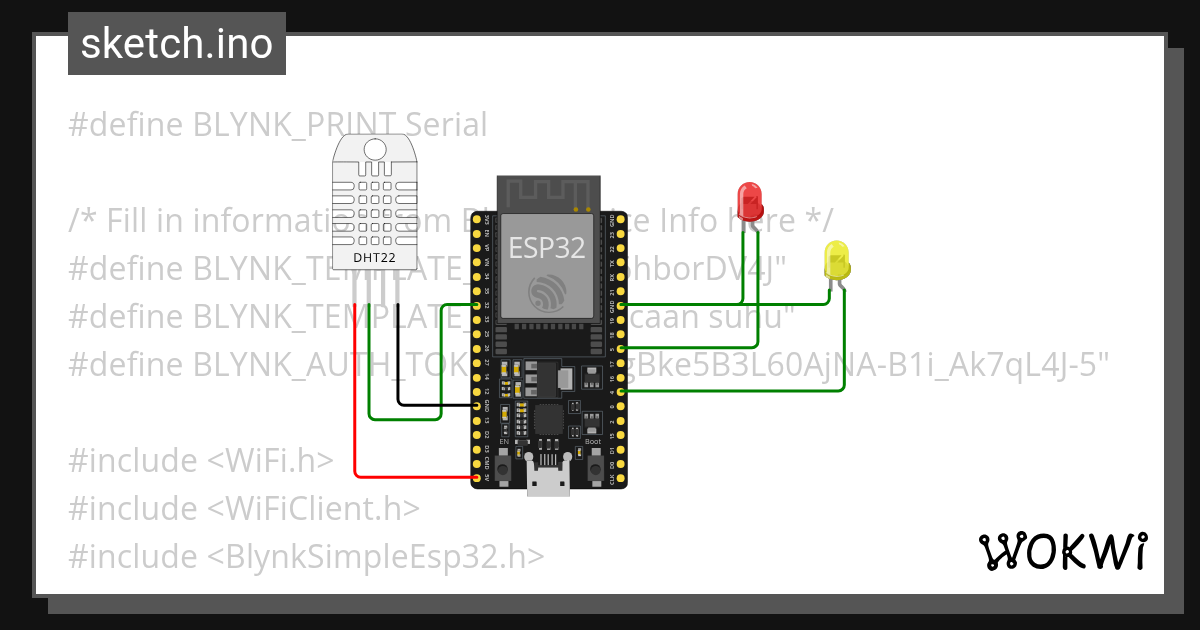 Bacaan suhu - Wokwi ESP32, STM32, Arduino Simulator