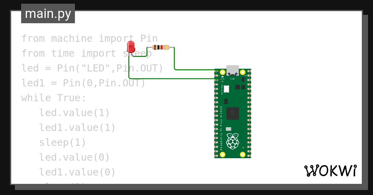 Led With One Resistance On Off Program Wokwi Esp32 Stm32 Arduino Simulator 5690