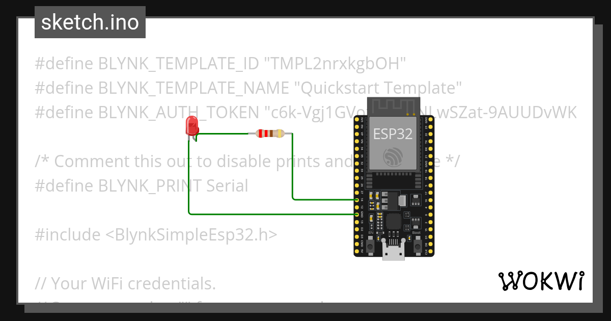 Led On And Off With Blynk Wokwi Esp32 Stm32 Arduino Simulator