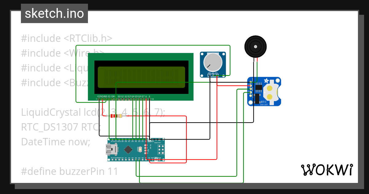 lcd alarm clock - Wokwi ESP32, STM32, Arduino Simulator