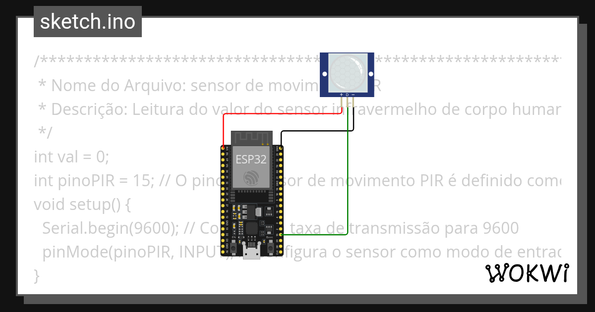 Sensor De PresenÇa Wokwi Esp32 Stm32 Arduino Simulator 