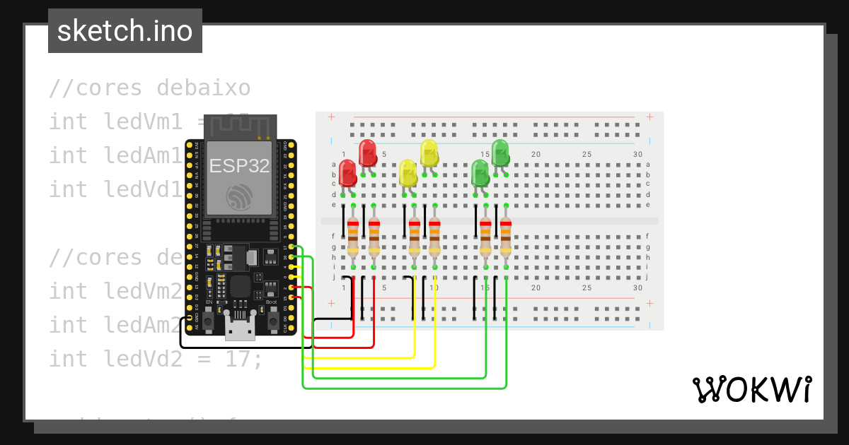 Cruzamento Esp32 Wokwi Esp32 Stm32 Arduino Simulator