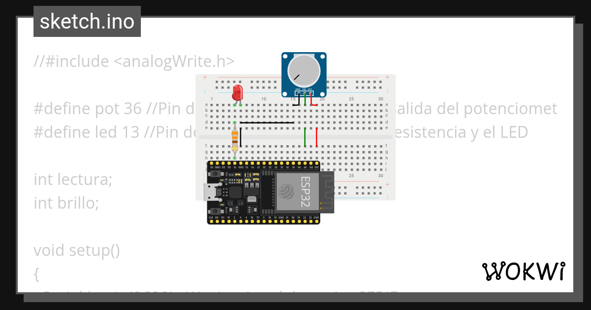 Led con Potenciometro - Wokwi ESP32, STM32, Arduino Simulator