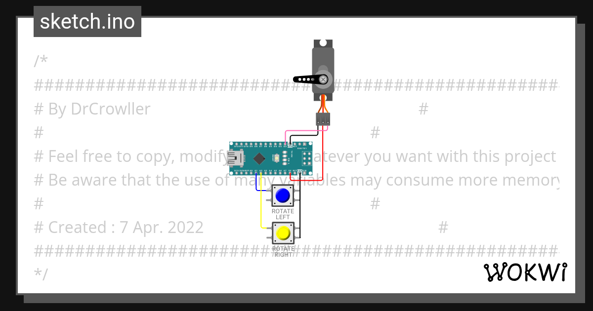 Two buttons-controlled servo Copy - Wokwi ESP32, STM32, Arduino Simulator
