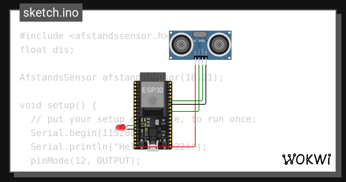 Measure Distance Less Than 120 Wokwi Esp32 Stm32 Arduino Simulator