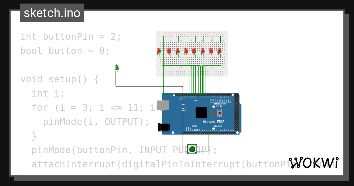 4 1:跑马灯 And 中断控制 Wokwi Esp32 Stm32 Arduino Simulator