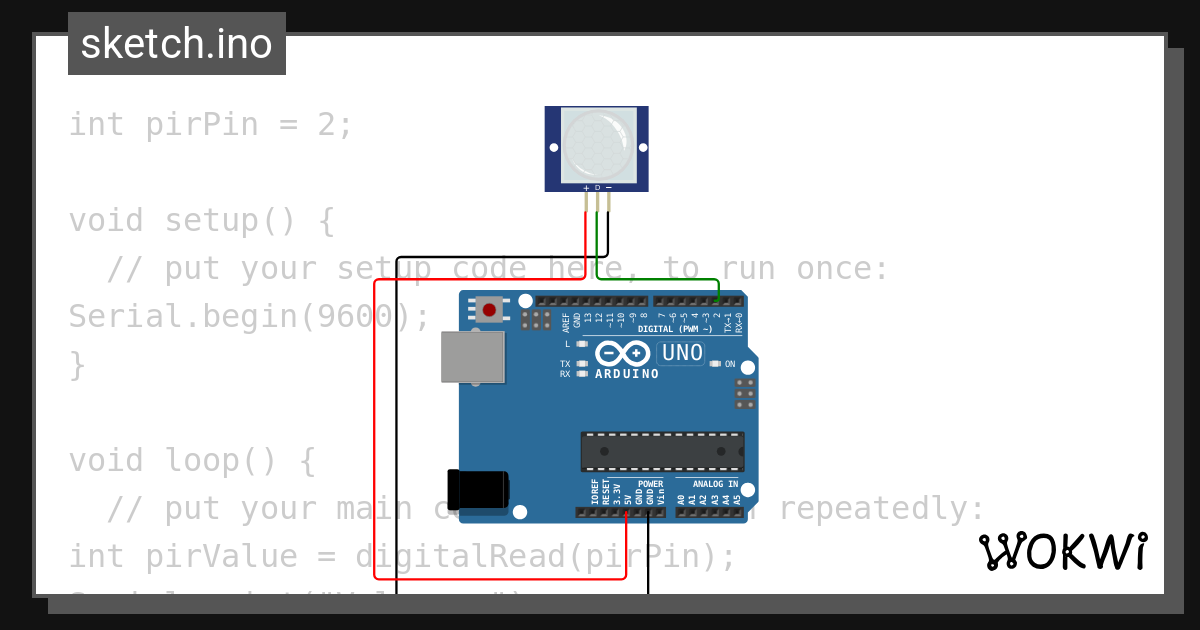 Mendeteksi Gerak Wokwi Esp32 Stm32 Arduino Simulator 