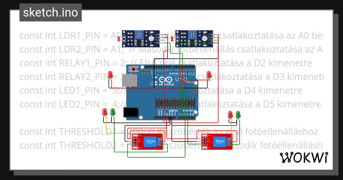 solár vezérlő - Wokwi ESP32, STM32, Arduino Simulator