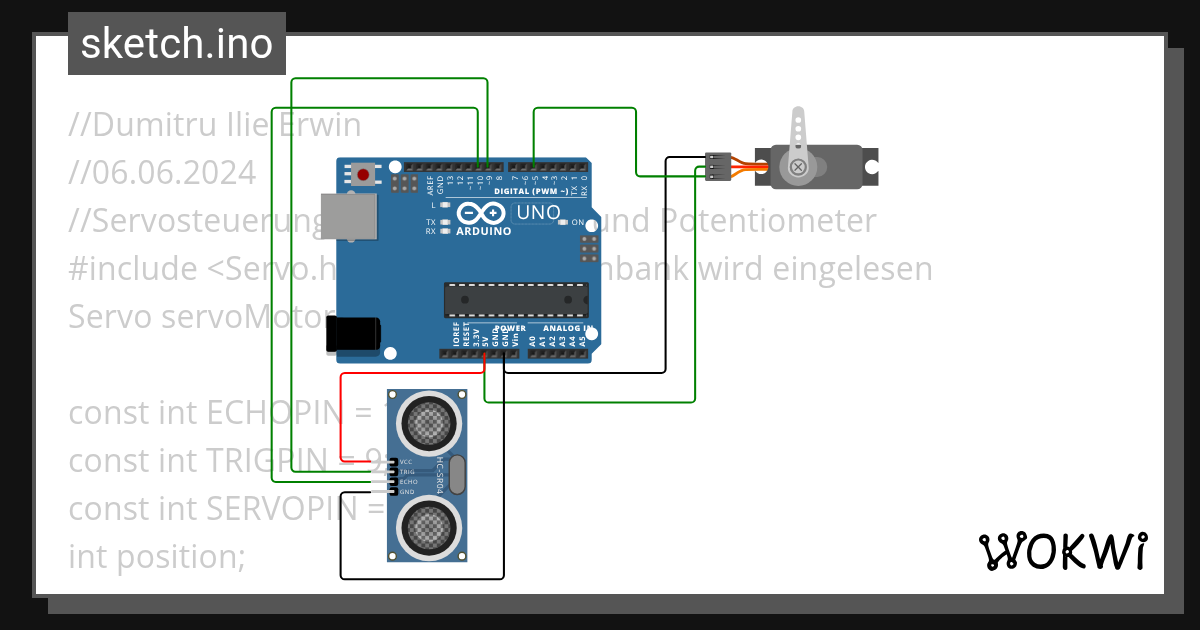 Servosteuerung - Wokwi ESP32, STM32, Arduino Simulator